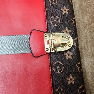 Bags | Monogram Red Brown Color Clutch Wallet | Poshmark